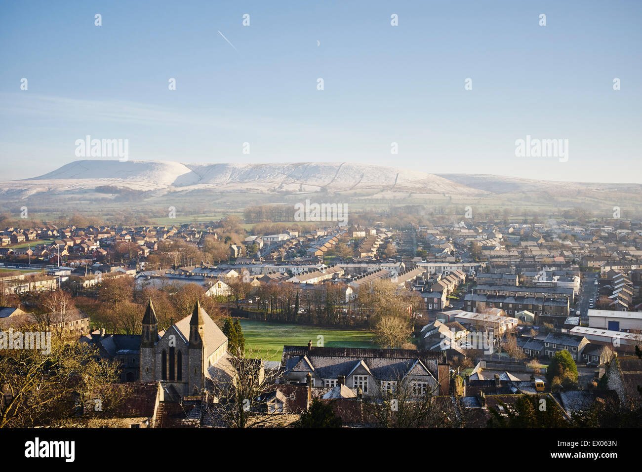 Elevated view of town, Clitheroe, Lancashire, UK Stock Photo - Alamy