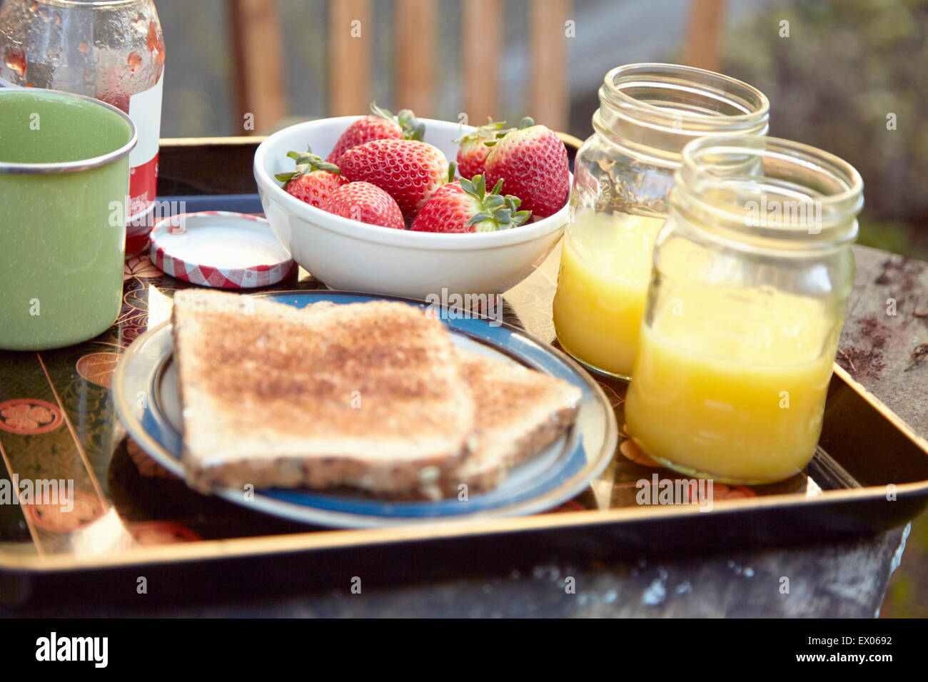 Breakfast on tray Stock Photo - Alamy