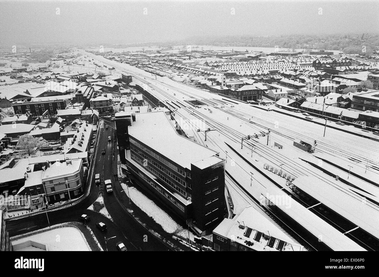 Snow scenes in Reading, Berkshire, seen from Western Tower. December ...