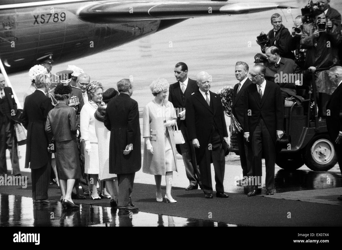 The Queen arriving at Cologne Airport, West Germany, pictured with the ...