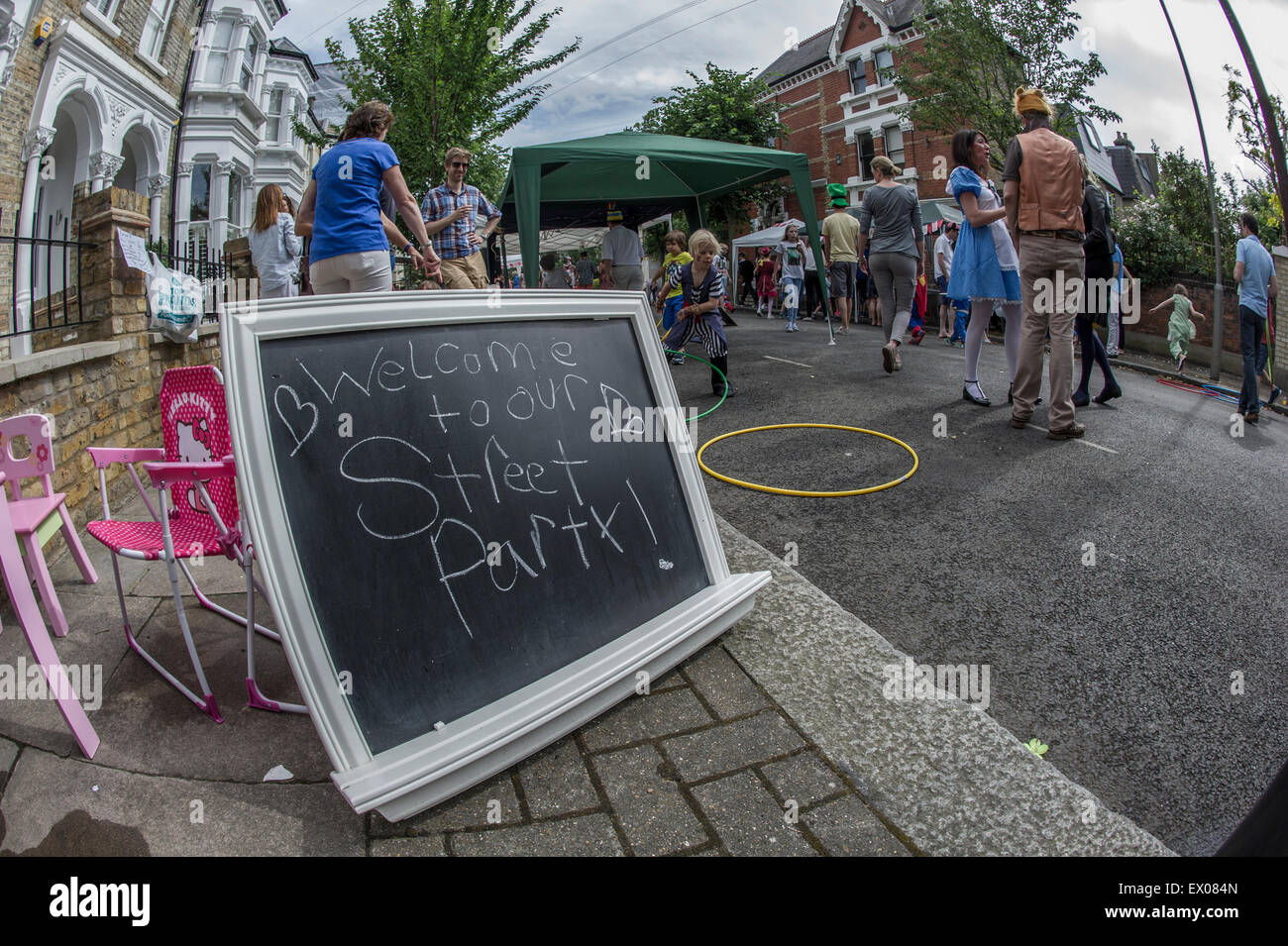Welcome to our street party sign with a spelling mistake and a letter ...