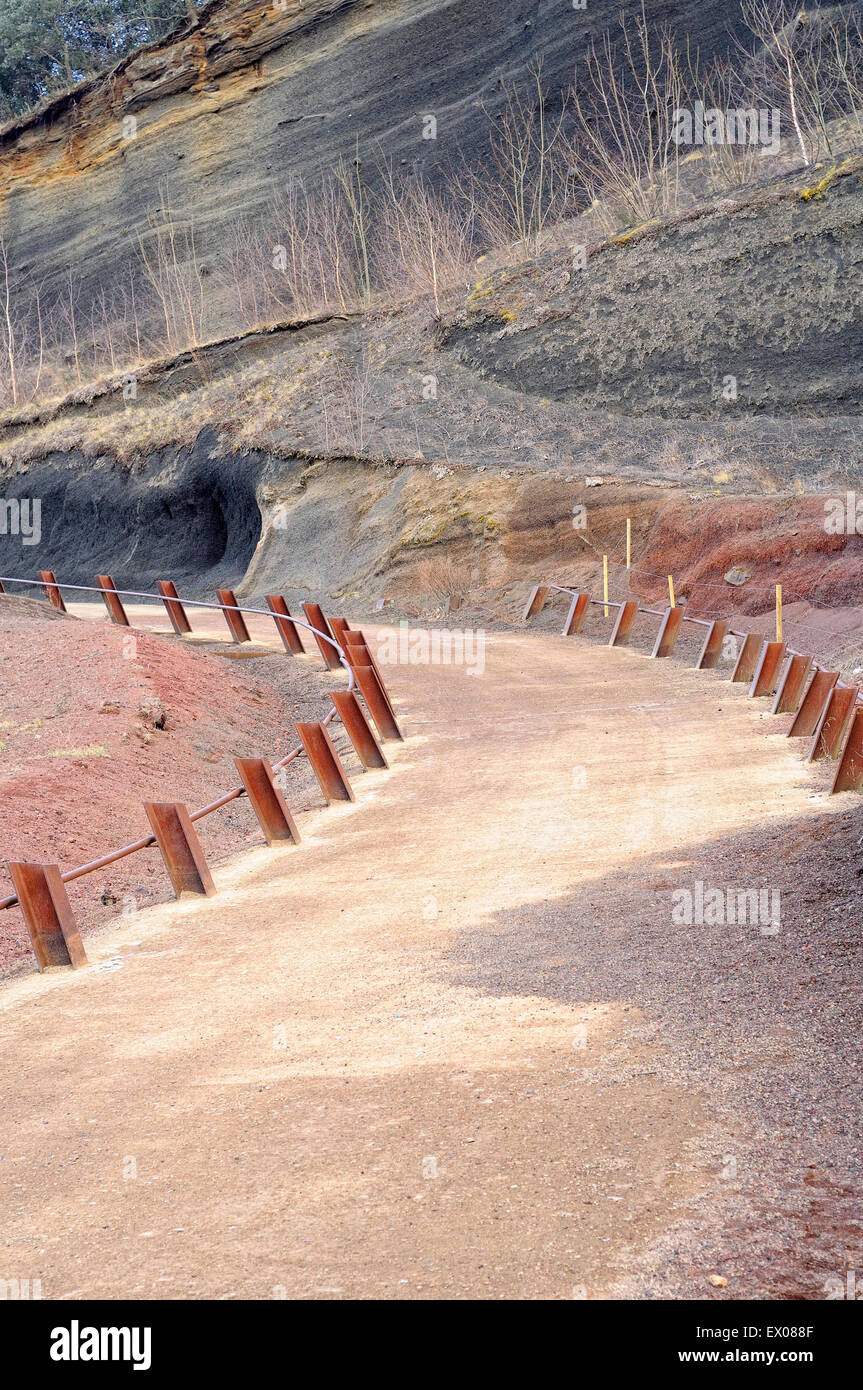 Pathway inside the crater of the Croscat Volcano. Garrotxa Volcanic ...