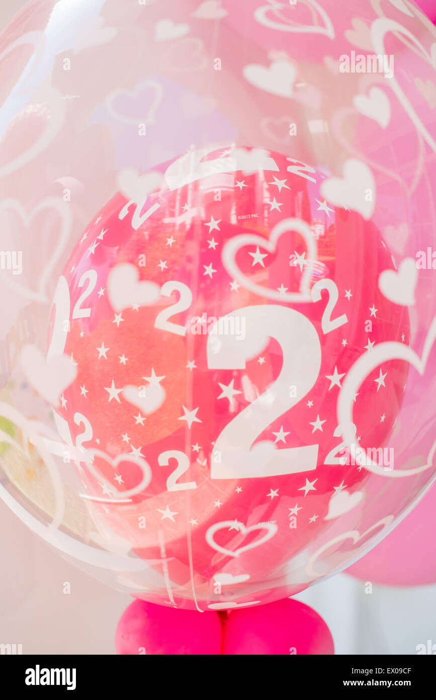Pink Balloon with Number 2 on it Stock Photo - Alamy