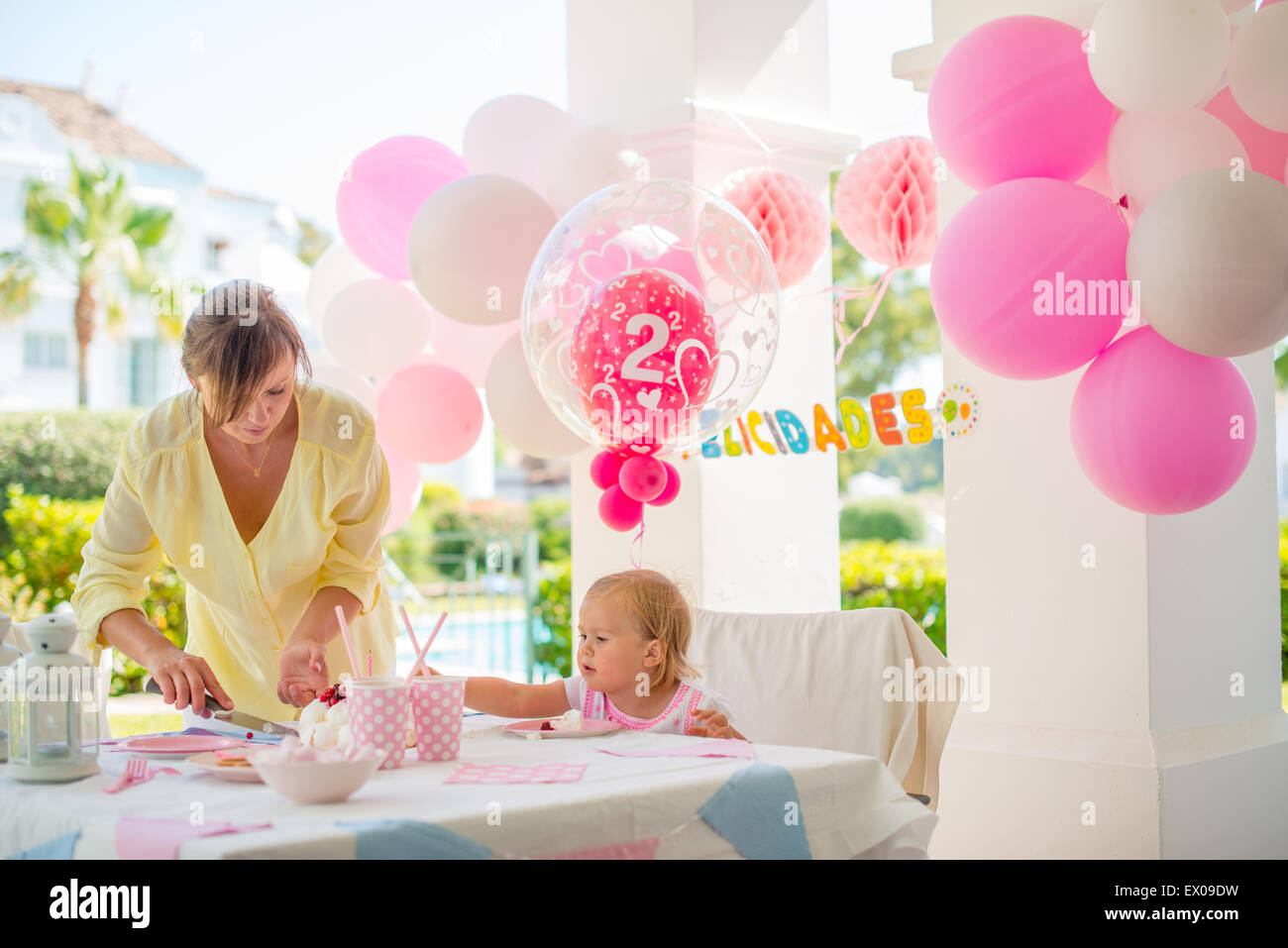 Outdoor Birthday Party for a Little Cute Girl Stock Photo - Alamy