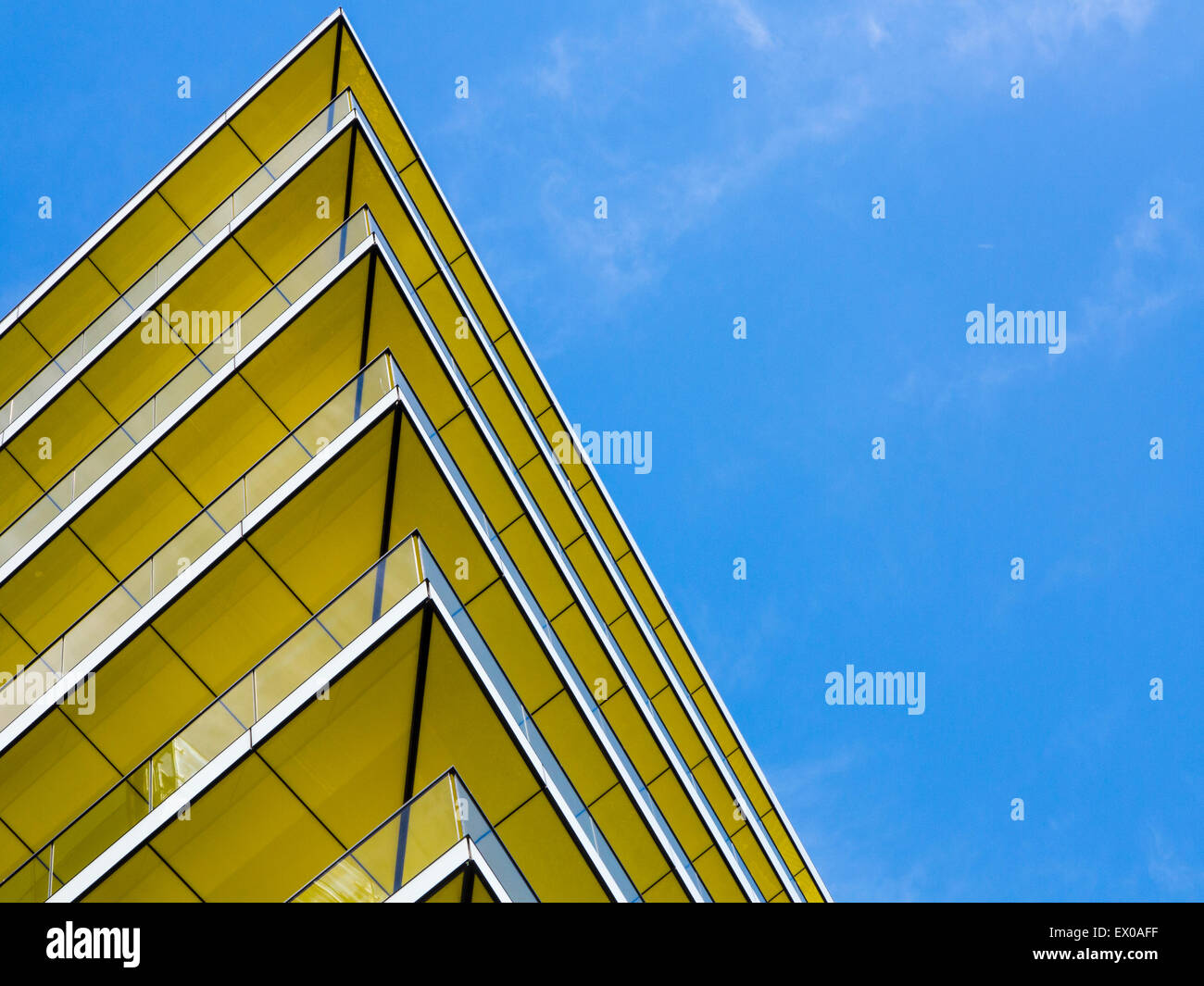 Bright yellow architecure in London with very tight angles and corners ...