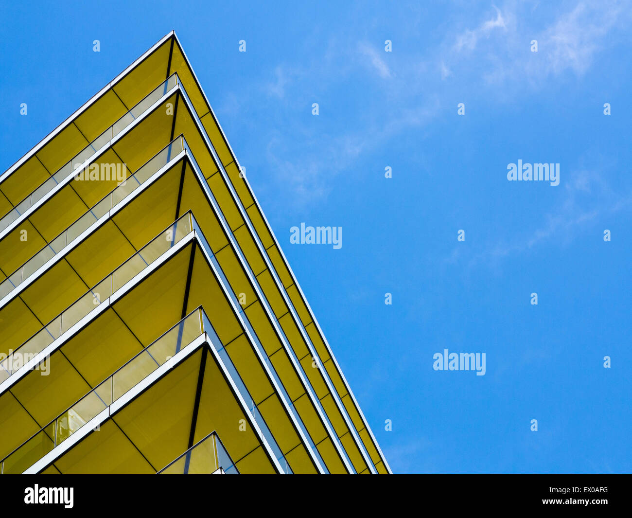 Bright yellow architecure in London with very tight angles and corners ...