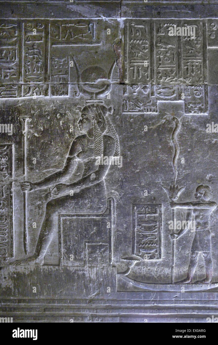 Dendera Egypt, temple dedicated to the goddess Hathor. View of various ...