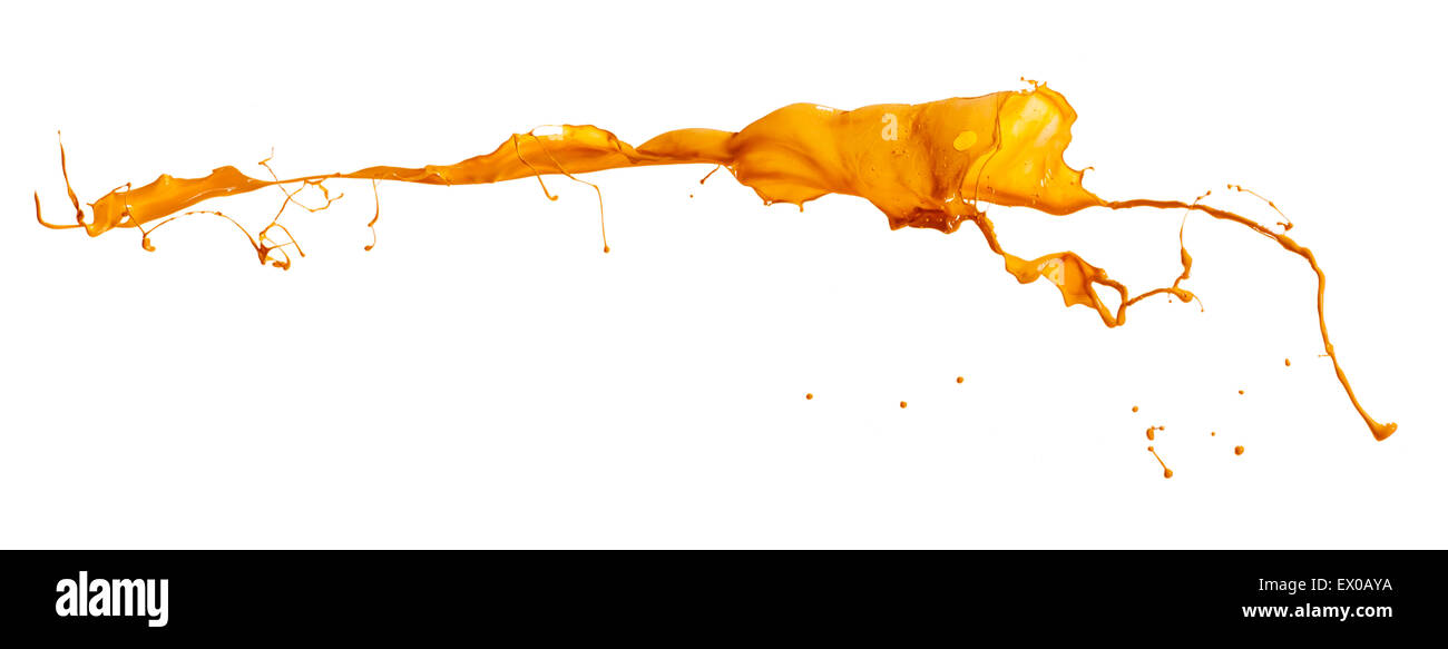 a perfect splash of orange paint isolated on white background Stock ...