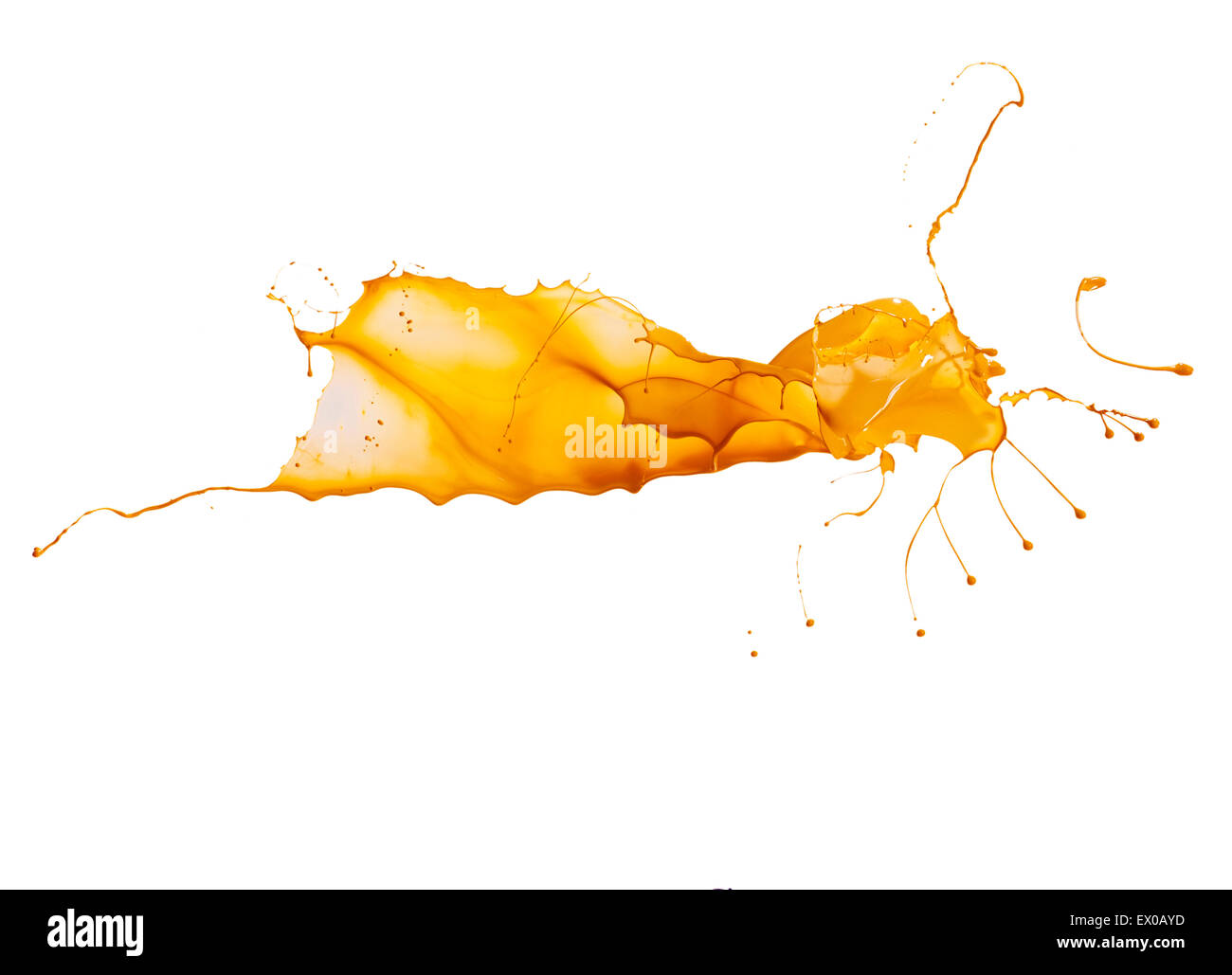 a perfect splash of orange paint isolated on white background Stock ...