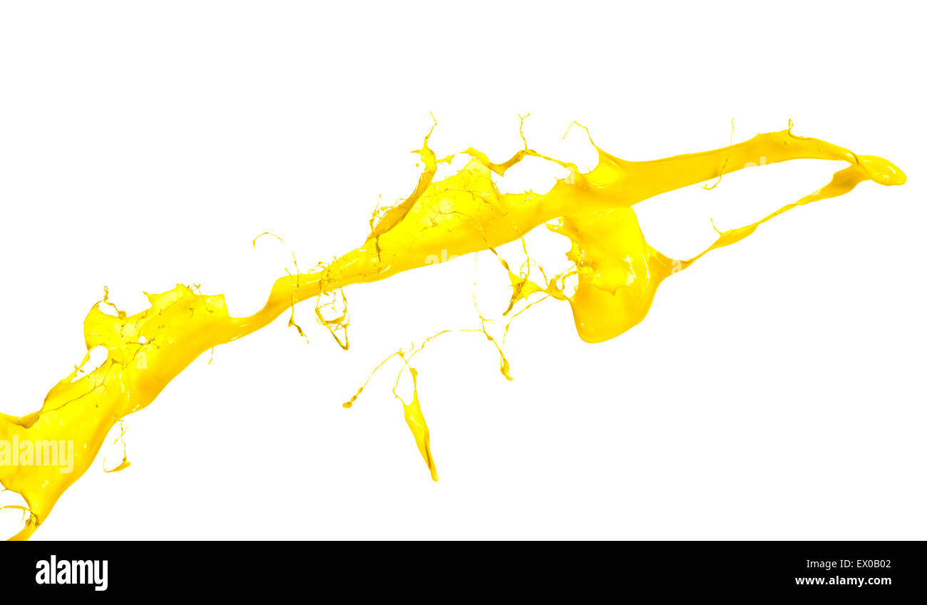 splendid yellow paint splash isolated on white background Stock Photo ...