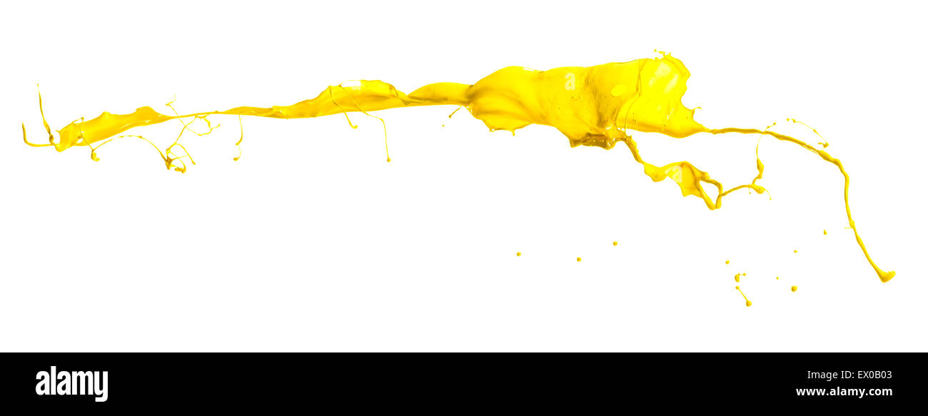 splendid yellow paint splash isolated on white background Stock Photo ...
