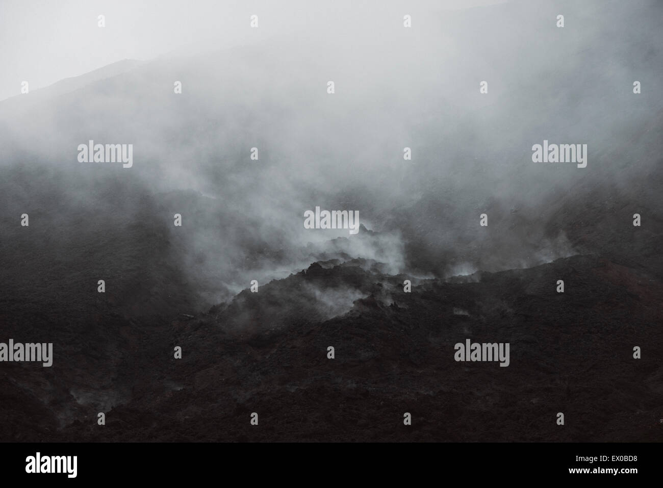 Smokey volcanic landscape at Pacaya volcano, Antigua, Guatemala Stock ...