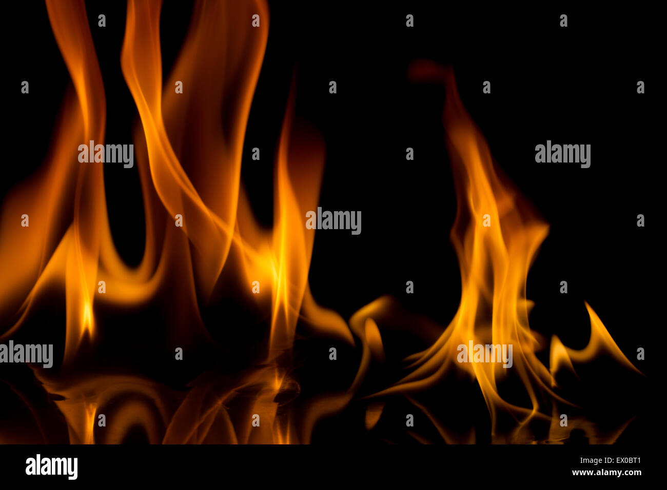 Fire flames isolated on black background Stock Photo - Alamy