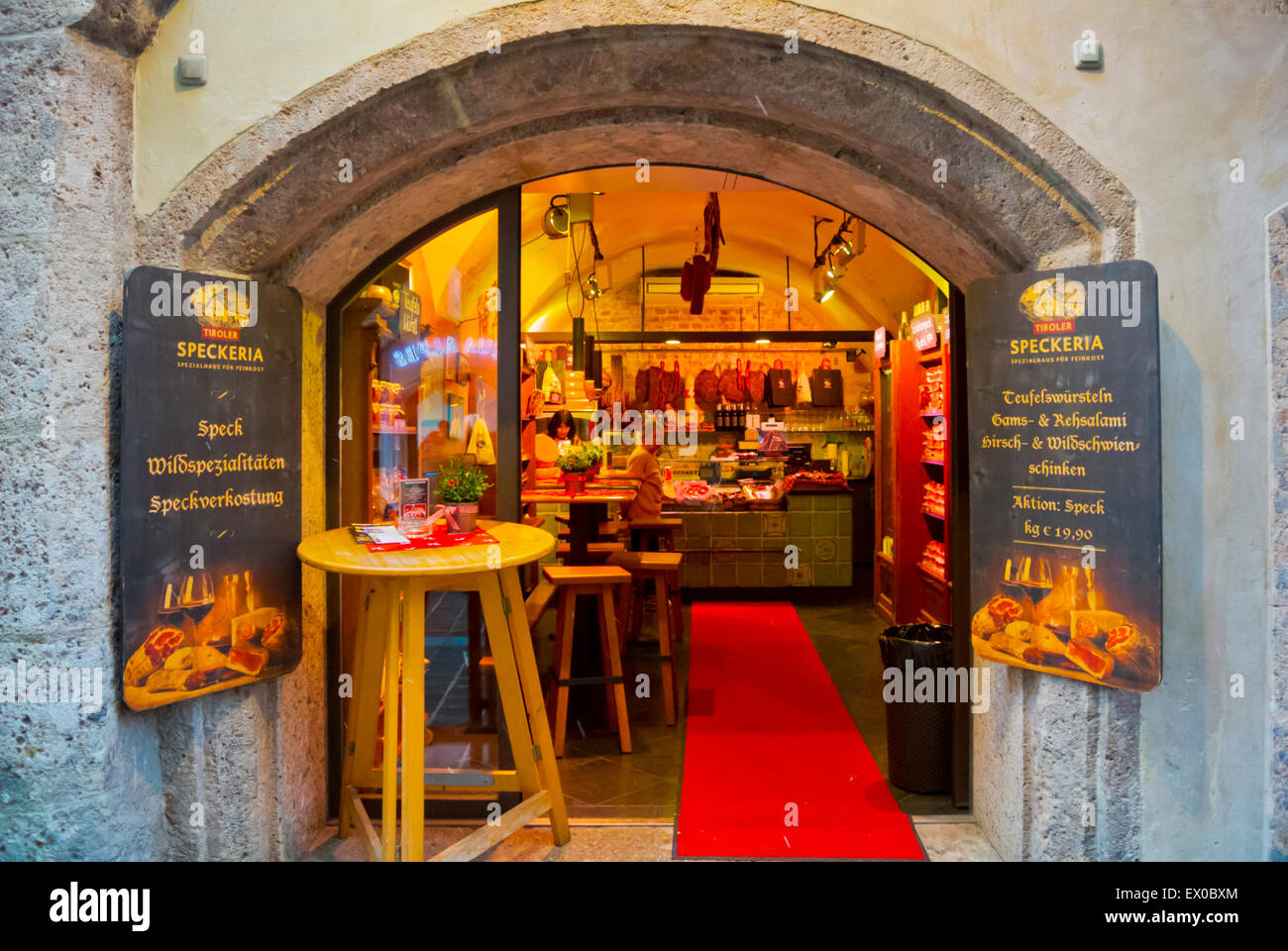 Delicacy, food specialty shop, Altstadt, old town, Innsbruck, Inn ...
