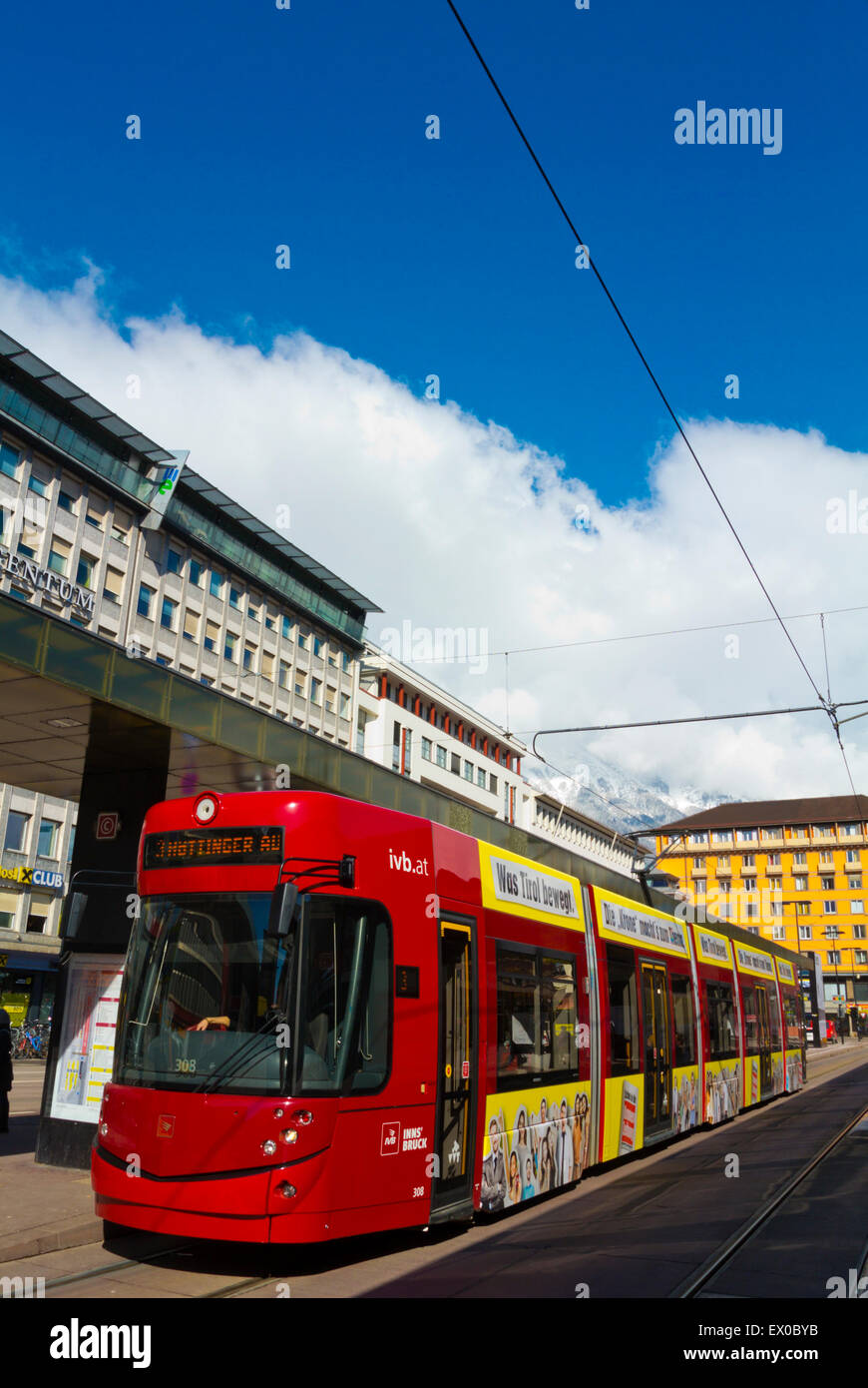 Tram, Südtiroler Platz, in front of main railway station, Innsbruck ...