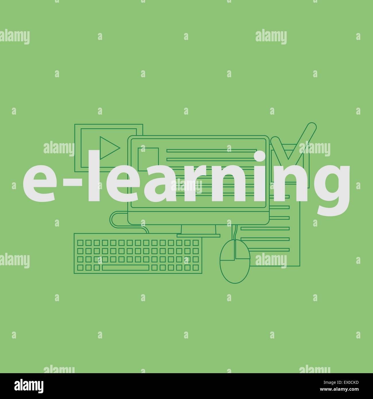 vector outline illustration concept for online education Stock Vector ...