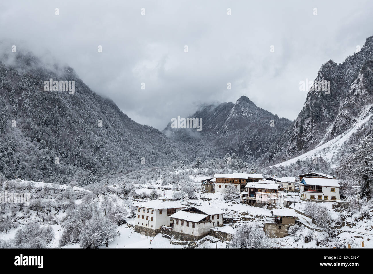 Village in snow Stock Photo - Alamy