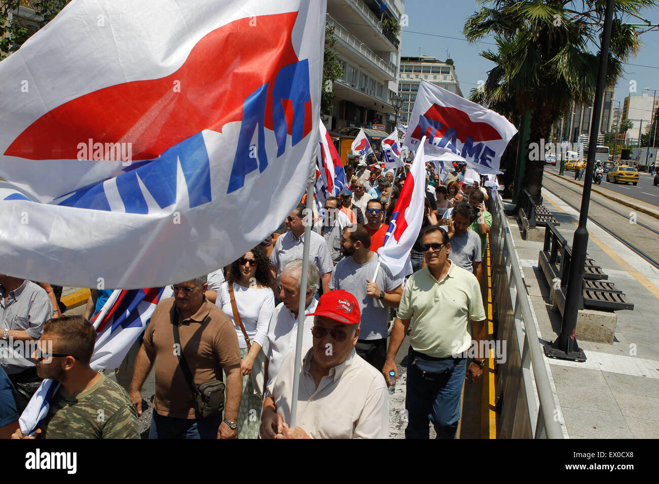 Athens, GREECE. 3rd July, 2015. Demonstrators from the Greek Communist ...