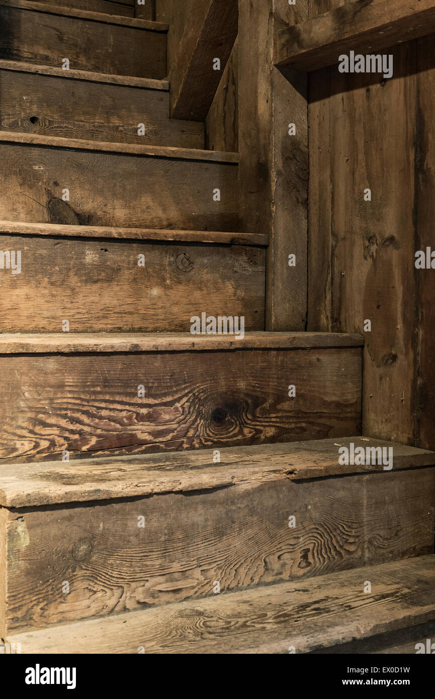 Wooden stair old hi-res stock photography and images - Alamy