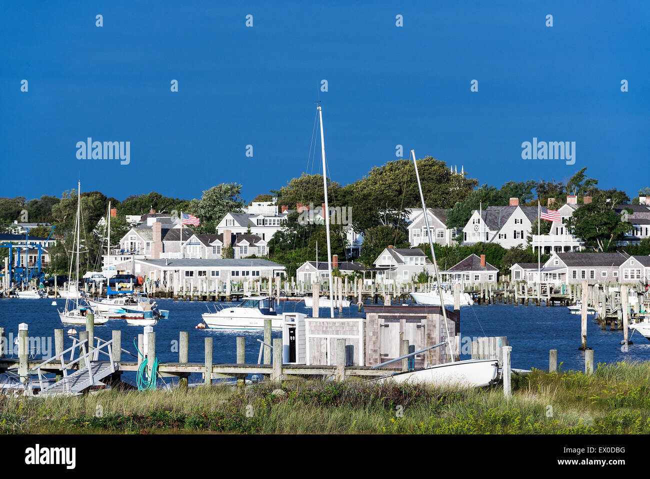Edgartown harbor and homes, Martha's Vineyard, Massachusetts, USA Stock ...