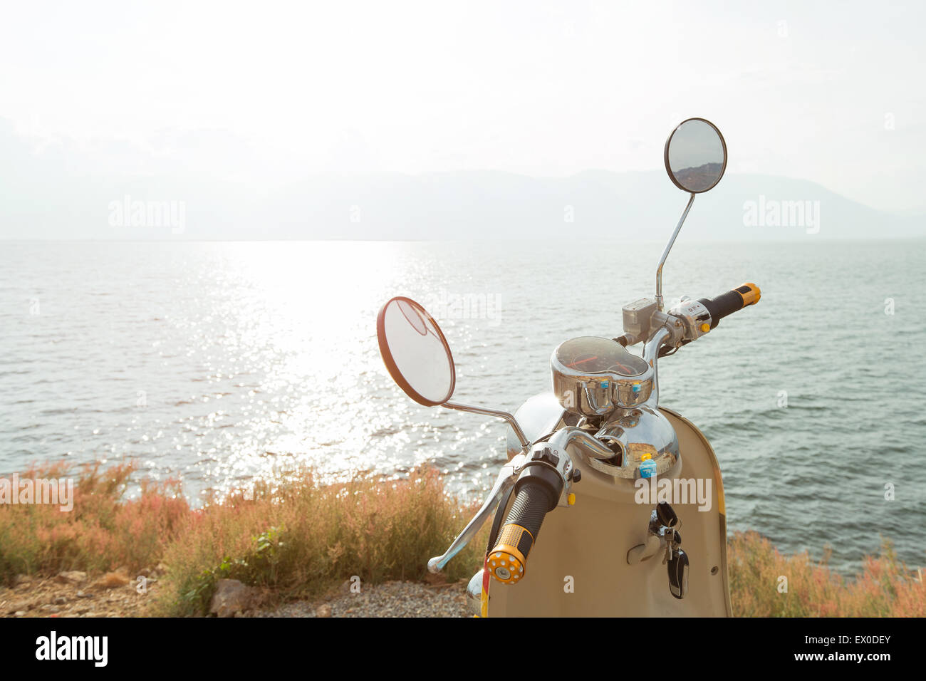 Motorbike beside the sea Stock Photo - Alamy