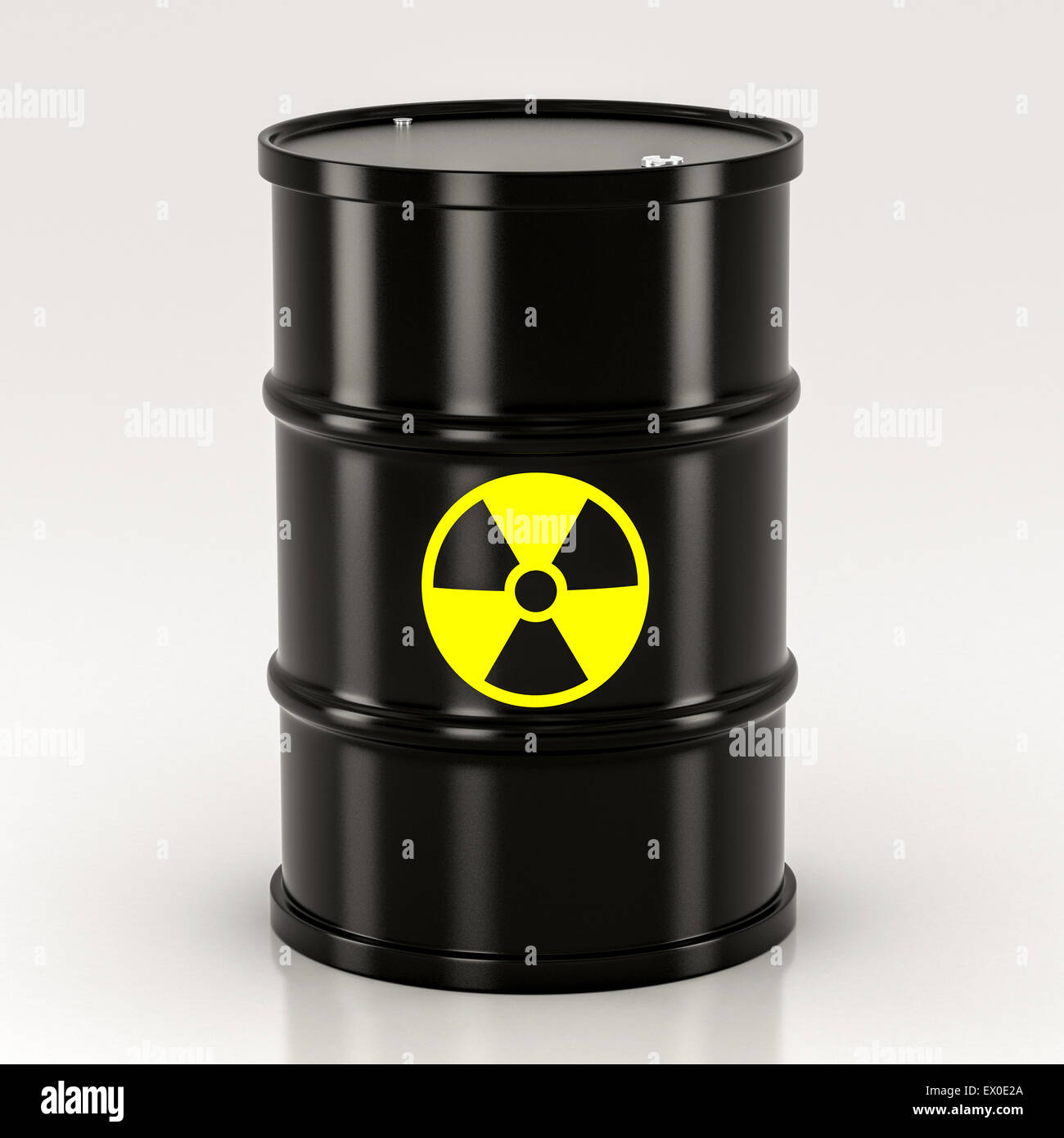 black radioactive barrel on a white background Stock Photo - Alamy