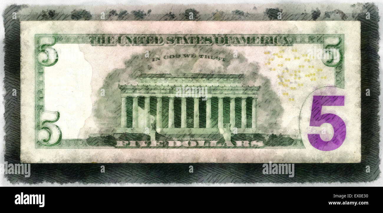 Illustrations Banknote 5 dollars USA,Currency Stock Photo - Alamy