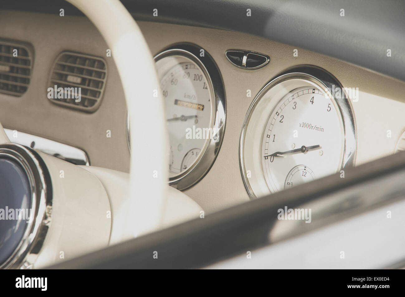 Interior of car in retro style Stock Photo - Alamy