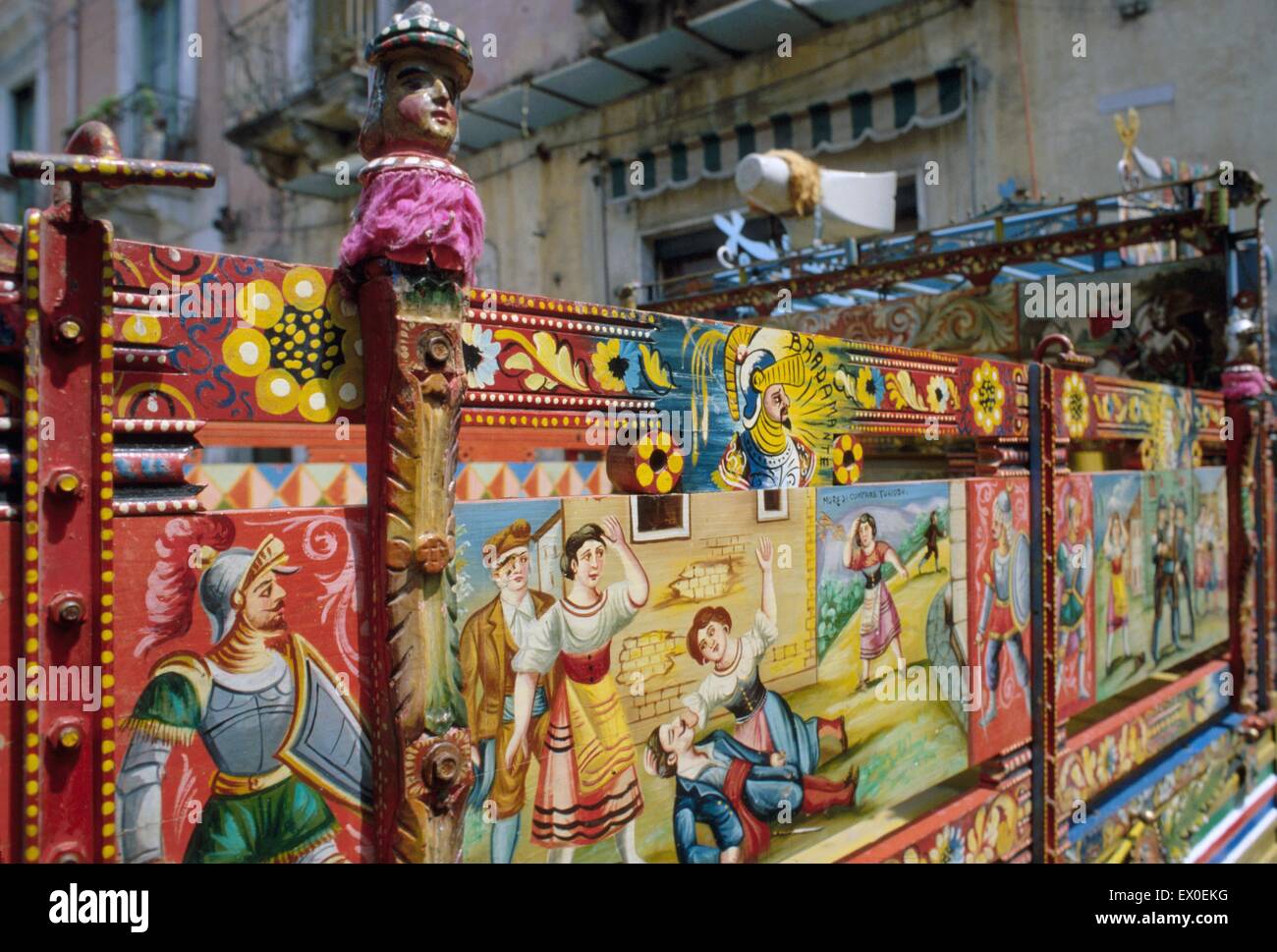Ape Piaggio vans painted with typical decorations of Sicilian popular ...