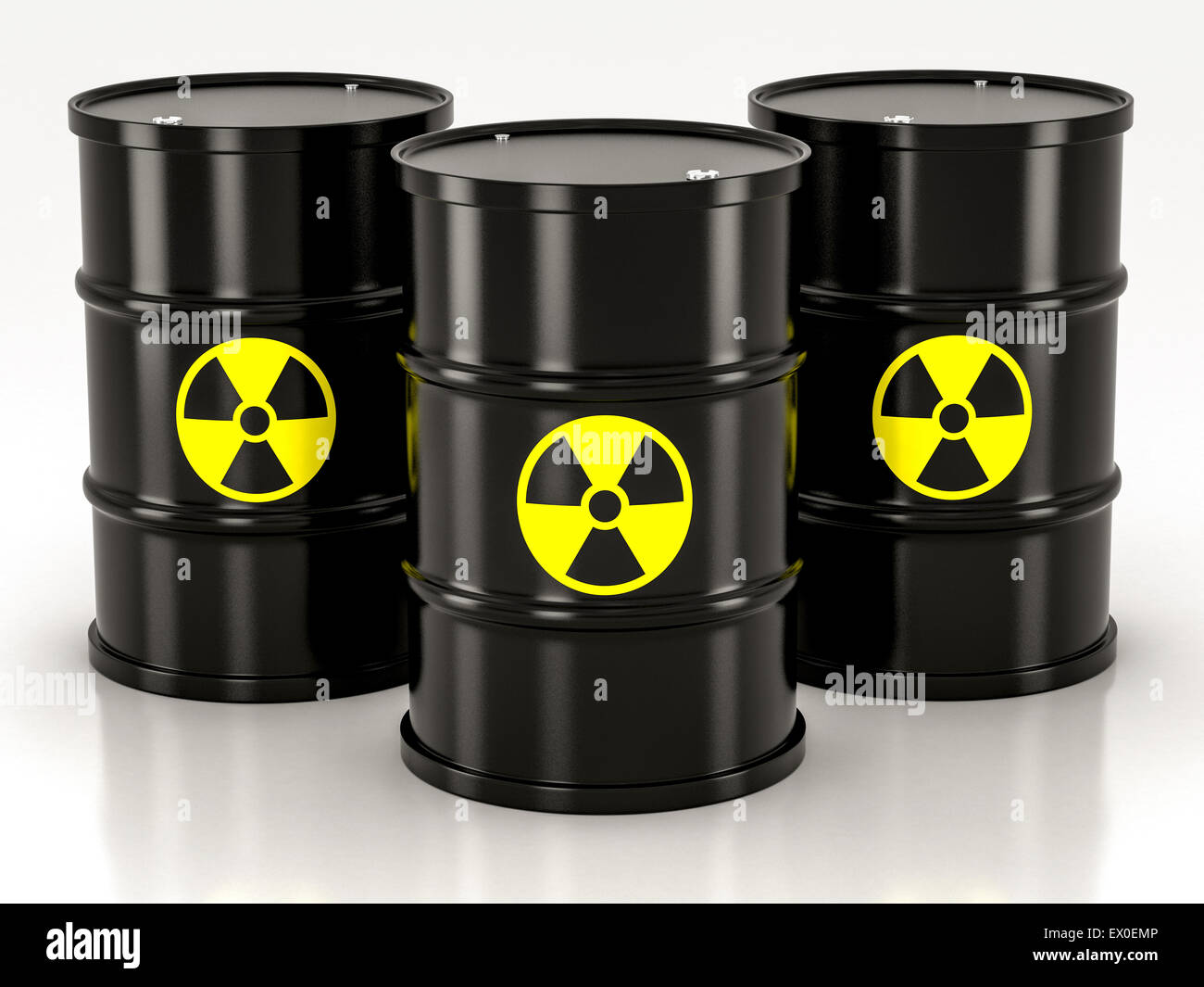 black radioactive barrel on a white background Stock Photo - Alamy