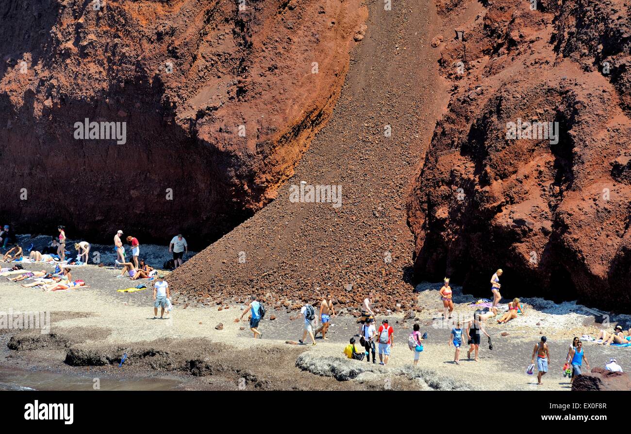 Red beach Santorini Greece Stock Photo - Alamy