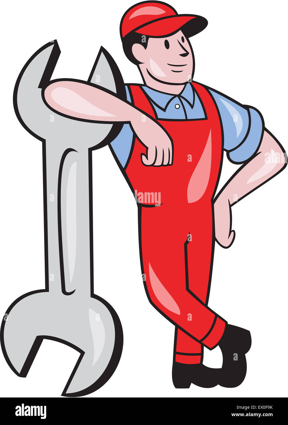 Illustration of a mechanic wearing hat and overalls looking to the side ...