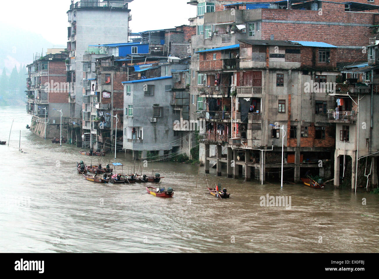 Nanping, China's Fujian Province. 3rd July, 2015. Buildings are flooded ...