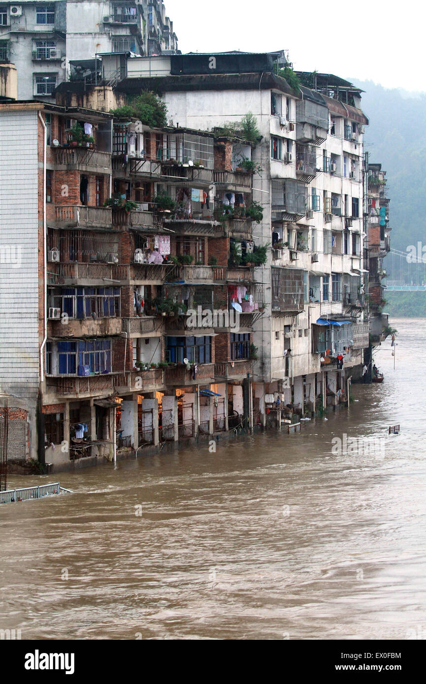 Nanping, China's Fujian Province. 3rd July, 2015. Buildings are flooded ...