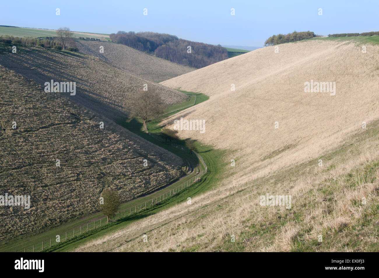 Footpath winding its way through Horse Dale close to the village of ...
