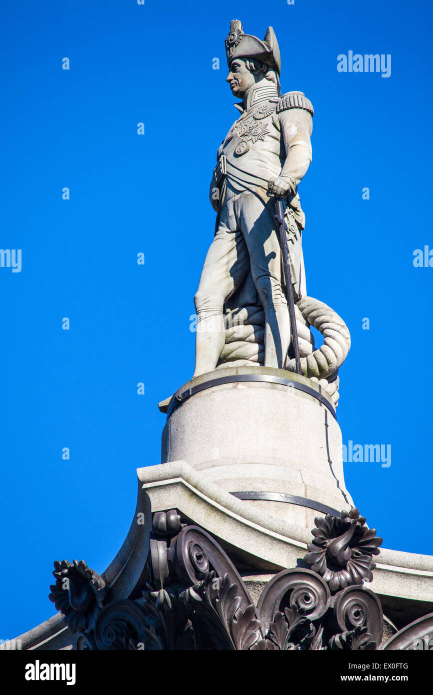 The statue of Admiral Horatio Nelson proudly sitting on top of Nelson’s ...
