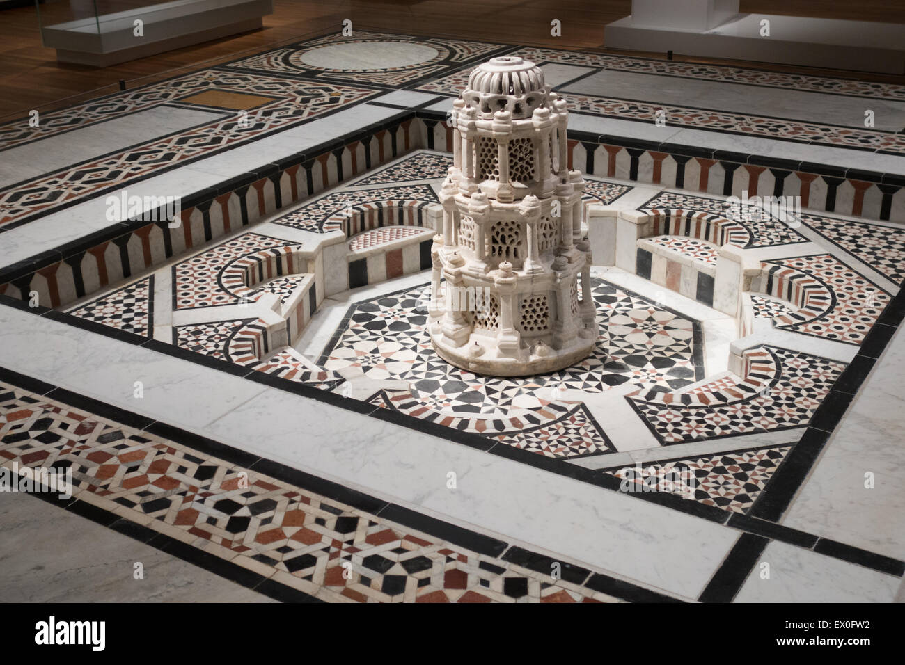 16th century marble and sandstone mosaic Egypt inside Aga Khan museum ...