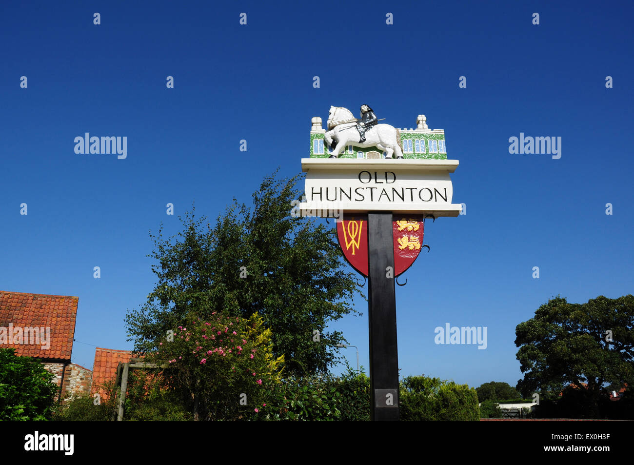 Old Hunstanton village sign, Norfolk, England, UK Stock Photo - Alamy