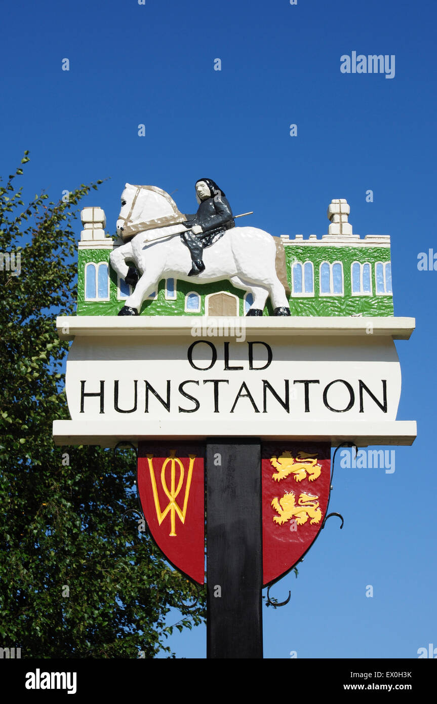 Old Hunstanton village sign, Norfolk, England, UK Stock Photo - Alamy