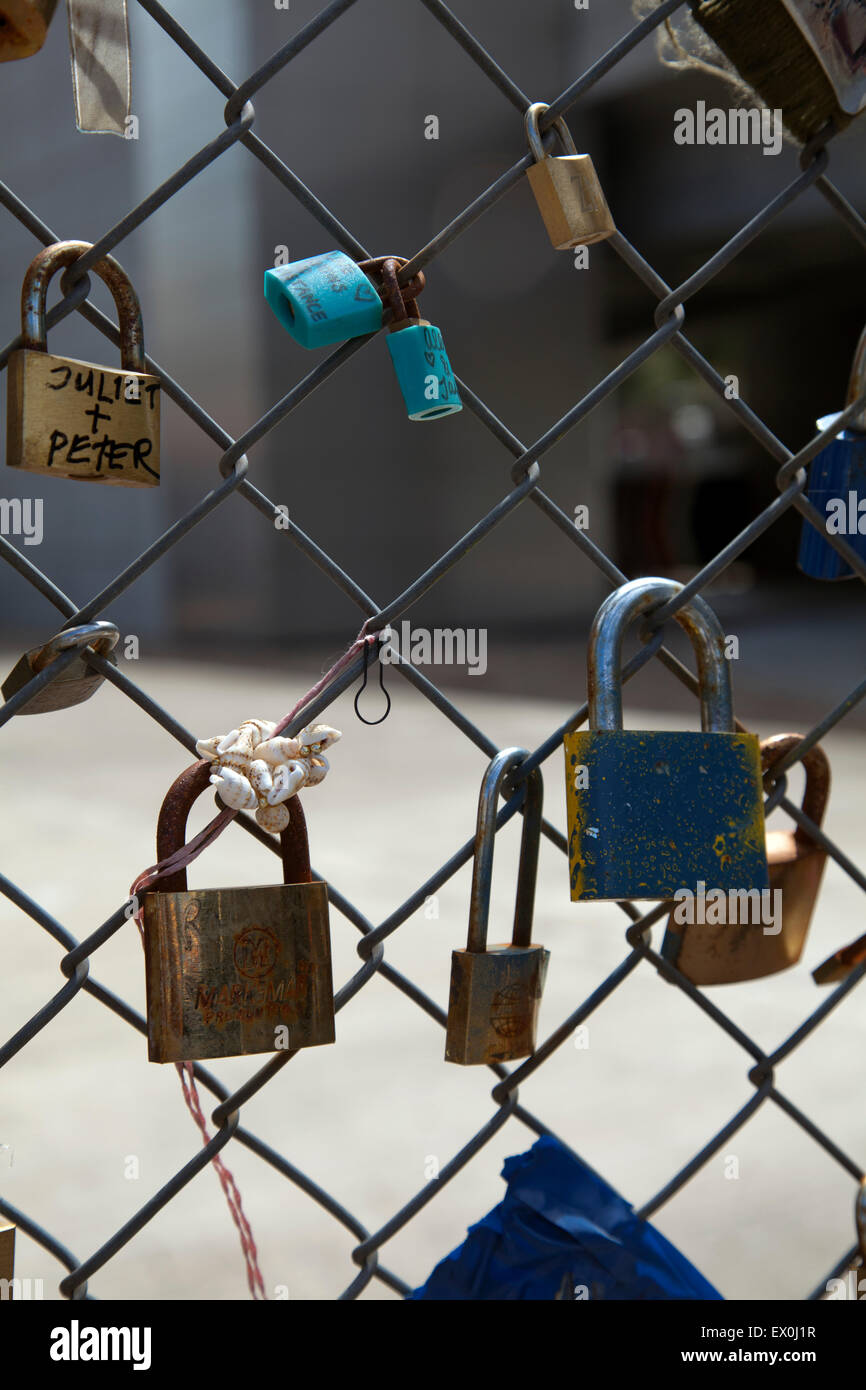Love Locks on Fence in Shoreditch - London UK Stock Photo - Alamy