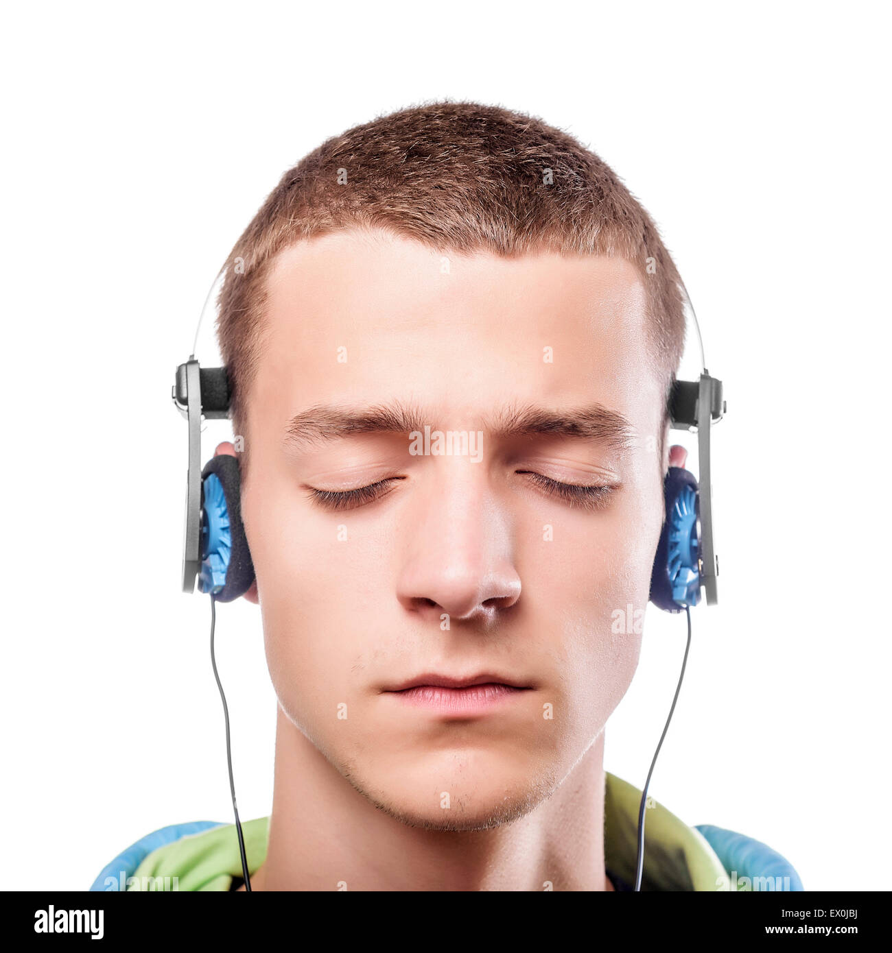 Man with headphones Stock Photo - Alamy