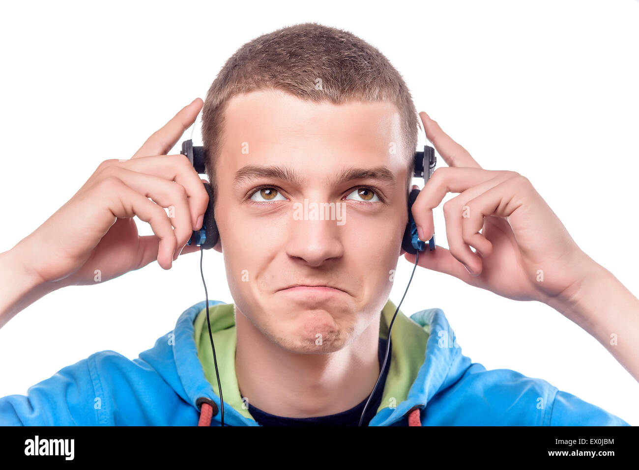 Man with headphones Stock Photo - Alamy