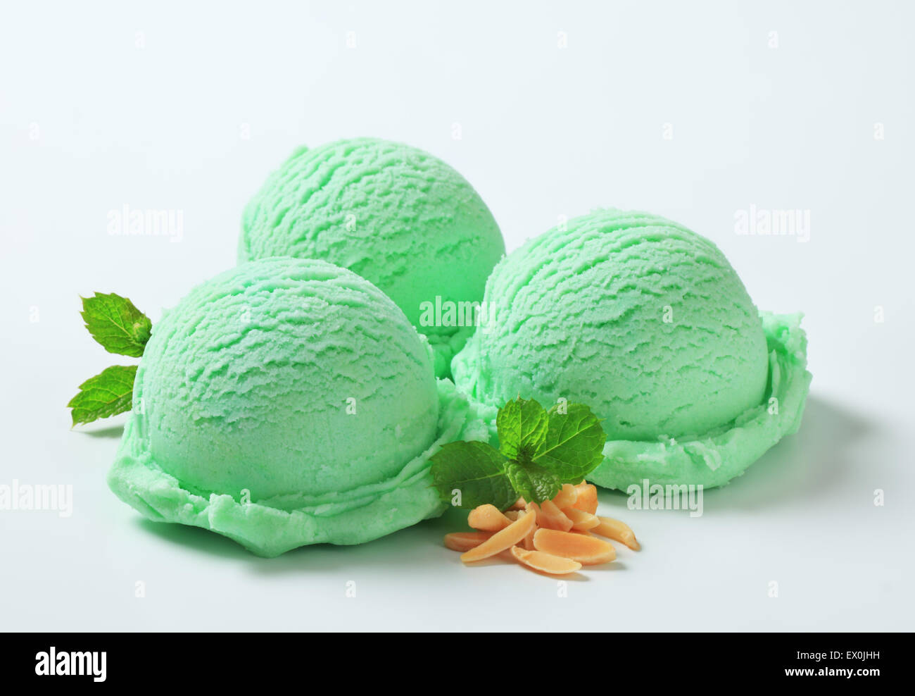 Scoops of light green ice cream Stock Photo - Alamy