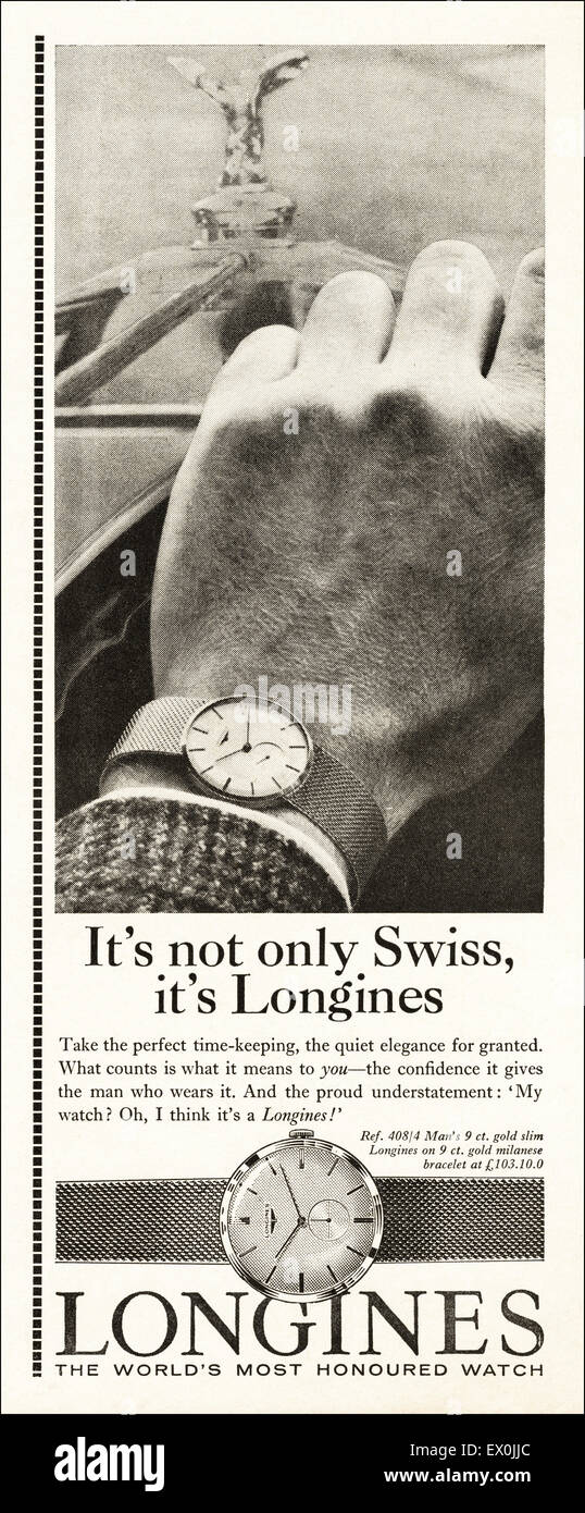 1960s advertisement circa 1964 magazine advert for Longines Swiss ...