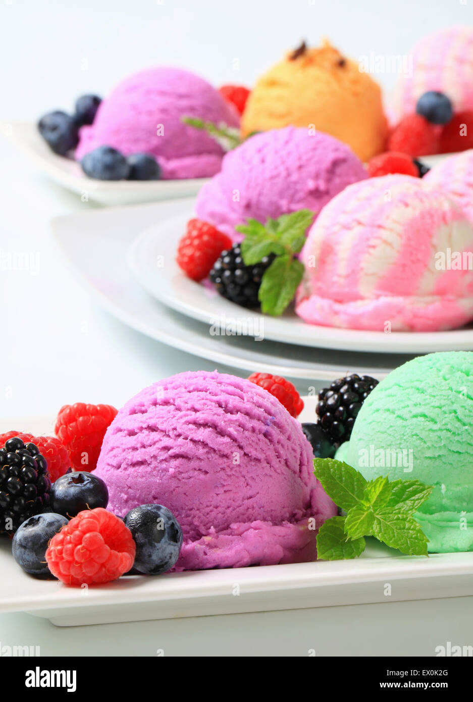 Scoops of ice cream - assorted flavors Stock Photo - Alamy