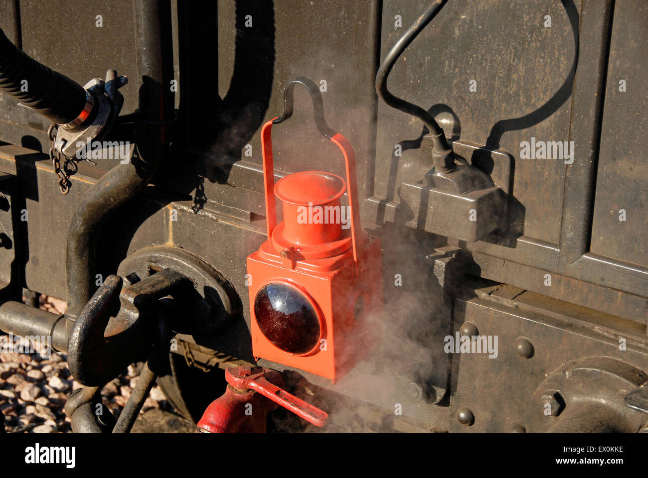 Red lamp on rear of steam train Stock Photo - Alamy
