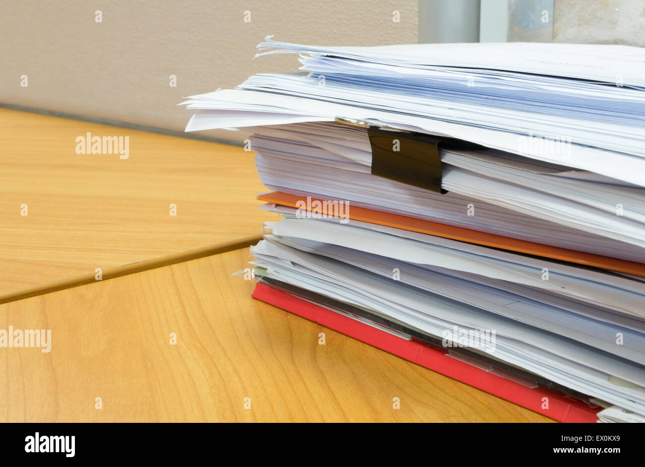 pile of documents on the office desk Stock Photo - Alamy
