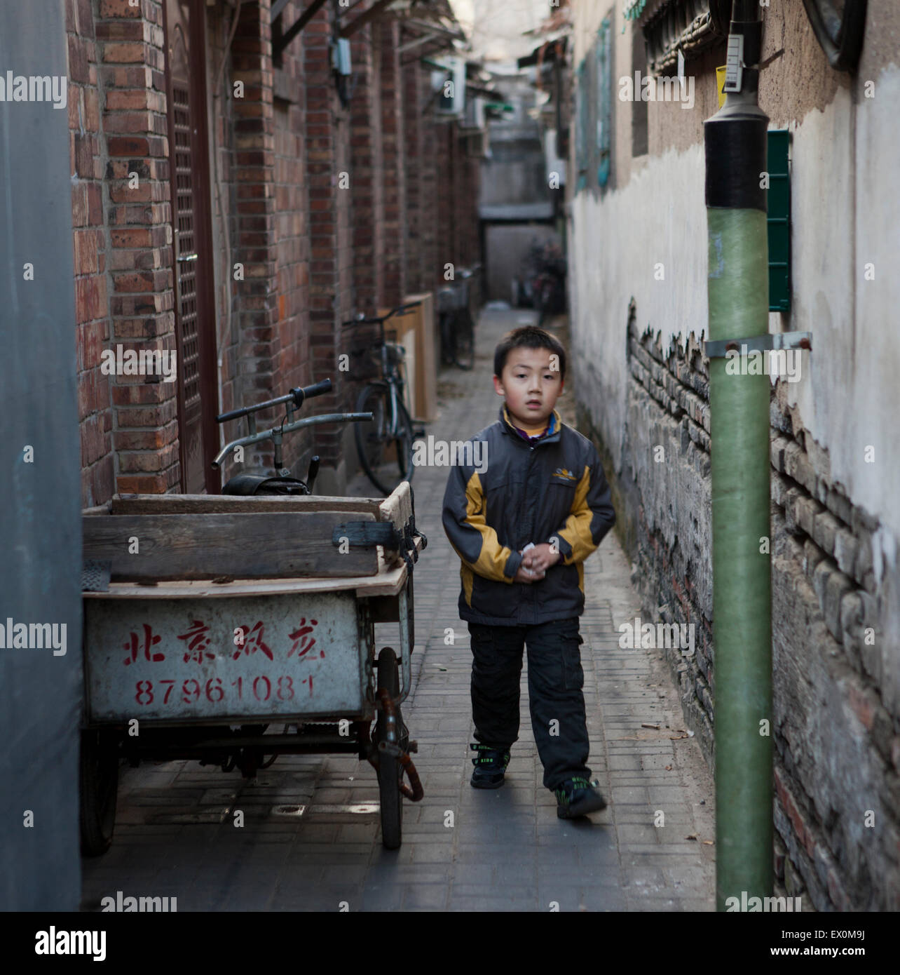 Boy in Hutong, Beijing, China Stock Photo - Alamy