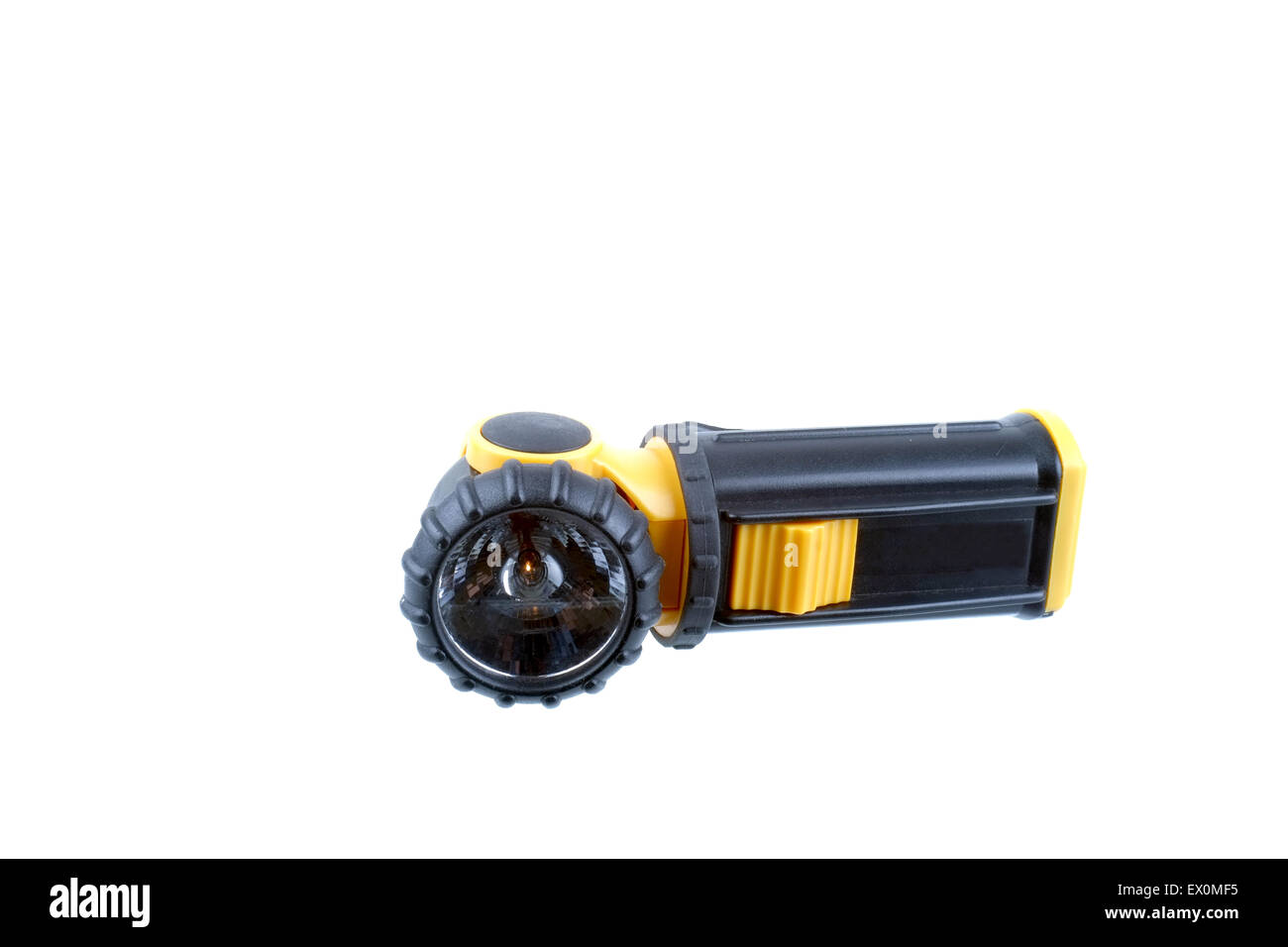 Small plastic flashlight isolated on a white background Stock Photo - Alamy