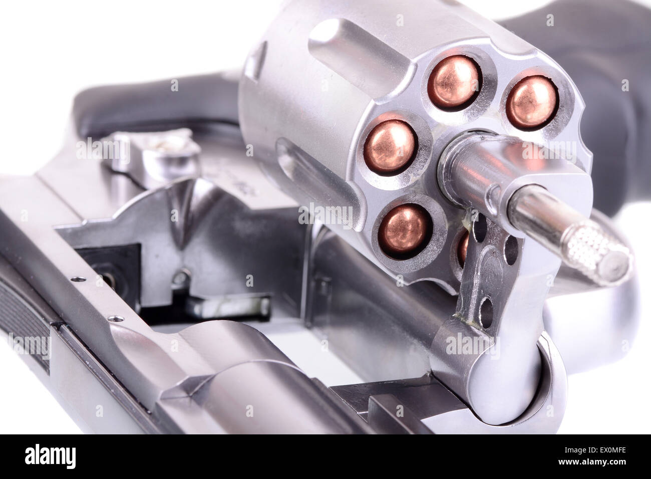 Macro shot of an open revolver loaded with bullets Stock Photo - Alamy